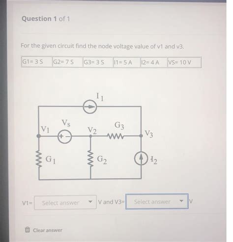 solved question 1 ﻿of 1for the given circuit find the node