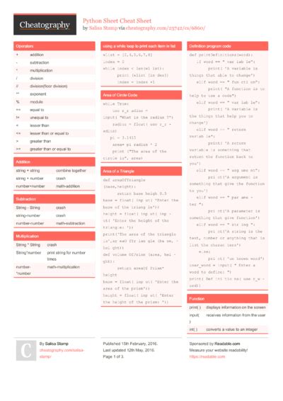 779 Python Cheat Sheets Cheat Sheets For Every Occasion