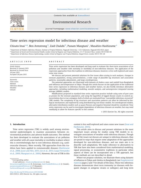 Pdf Time Series Regression Model For Infectious Disease And Weather