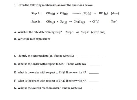 Solved 1 Given The Following Mechanism Answer The Chegg Com