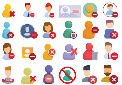 Delete User Icons Set Cartoon Style 8863360 Vector Art At Vecteezy