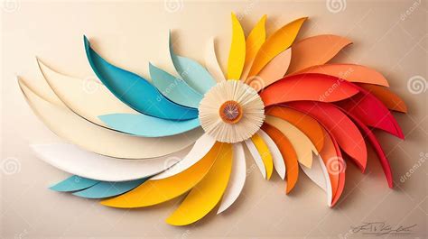Abstract Paper Sculpture In Bold Colors Featuring Dynamic Shapes And Patterns Creating Vibrant