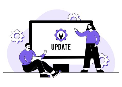 Computer With Software Update Screen Flat Vector Illustration System