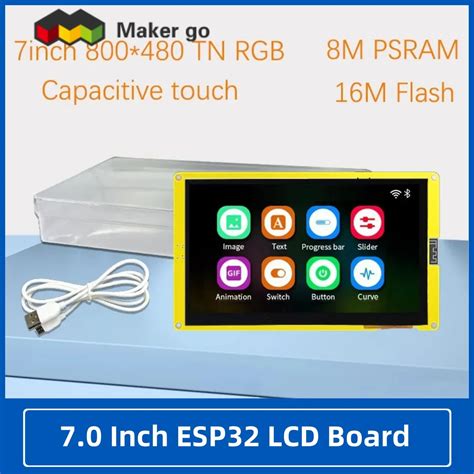 7 дюймовый esp32 s3 hmi 8m psram 16m flash arduino lvgl wifi и