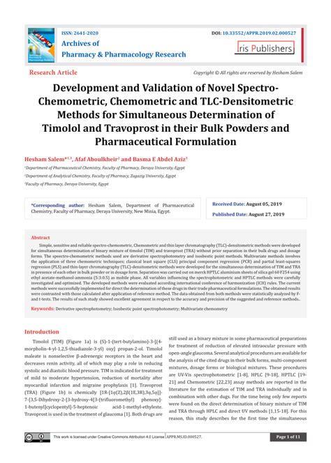 Pdf Development And Validation Of Novel Spectro Chemometric