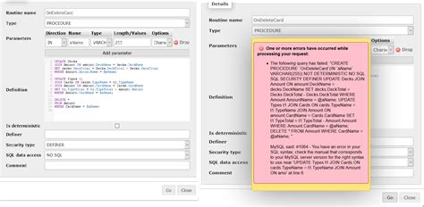 Mysql Stored Procedure Multi Statment Procedure Throws Error Stack