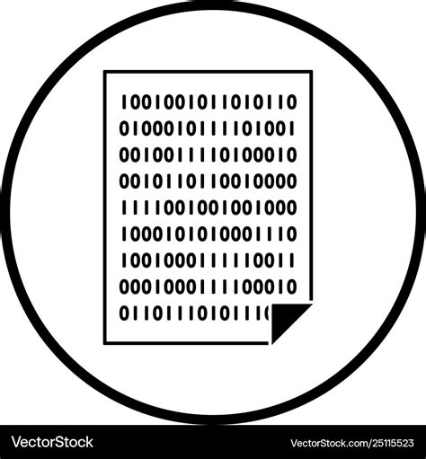 Sheet With Binary Code Icon Royalty Free Vector Image