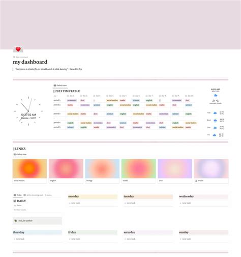 Pinterest Aura Aesthetic Notion Template