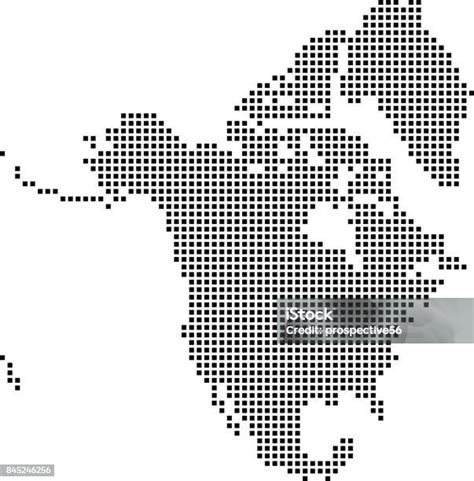 매우 상세한 북아메리카 지도 점 점선 북아메리카 지도 벡터 개요 Pixelated 북아메리카 지도 흑백 그림 배경 대륙 지리적 지역에 대한 스톡 벡터 아트 및 기타 이미지