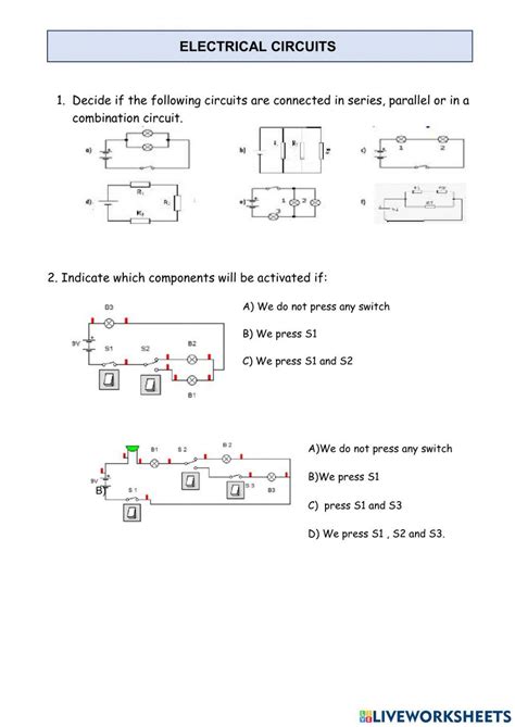 Electrical Circuits Free Online Activity Live Worksheets