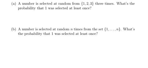 solved a a number is selected at random from 1 2 3 three