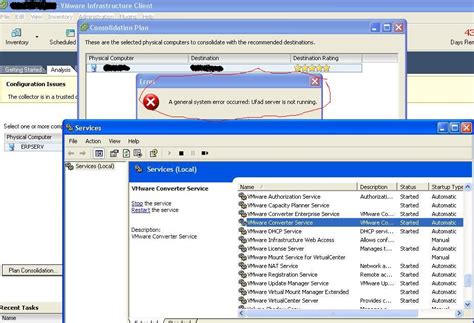 Vmware Esx A General System Error Occurred Ufad Server Is Not Running