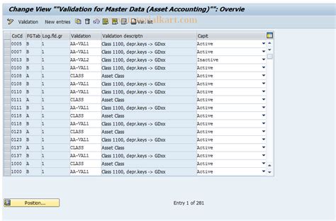 Oacv Sap Tcode C Fi Aa View Maint Validations