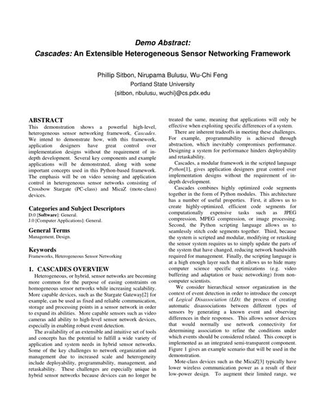Pdf Demo Abstract Cascades An Extensible Heterogeneous Sensor