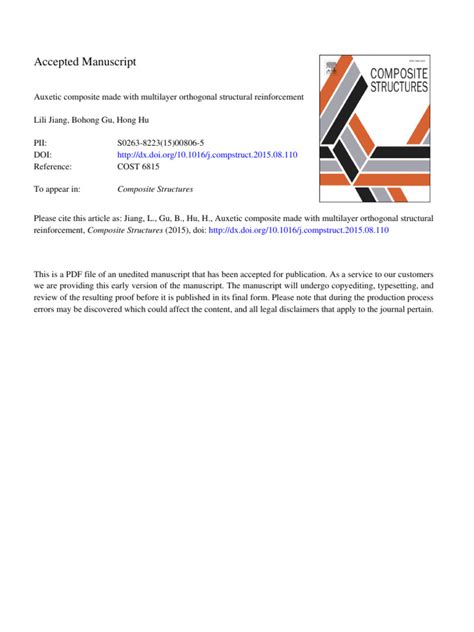 Auxetic Composite Made With Multilayer Orthogonal Structural