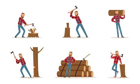 Man Cutting Tree Vector Art Icons And Graphics For Free Download