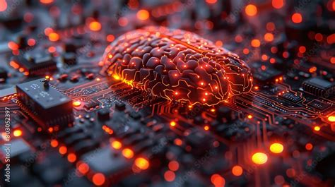 A Digital Brain Made Up Of Interconnected Circuits And Neurons Stock Illustration Adobe Stock