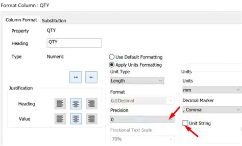 How To Change The Unit Precision In The Part List Table Column Of An