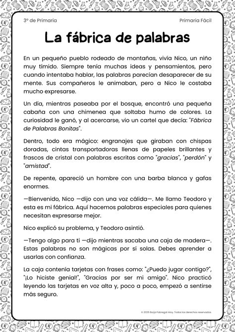 Comprensión lectora 3º primaria: recursos, lecturas y ejercicios para ...