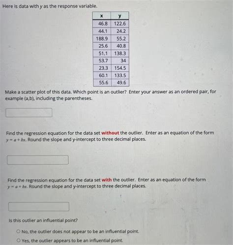 Solved Here Is Data With Y As The Response Variable Make A Chegg