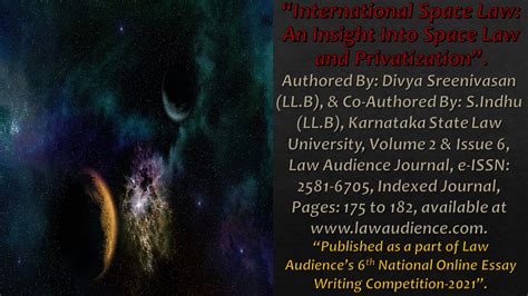 International Space Law An Insight Into Space Law And Privatization