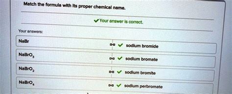 Solved Match The Formula With Its Proper Chemlcal Name Your Answer
