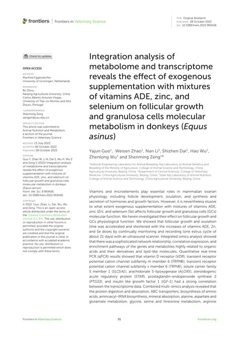 Pdf Integration Analysis Of Metabolome And Transcriptome Reveals The