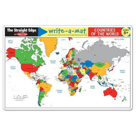 Melissa And Doug Learning Mat World Reusable แผ่นรองวาด แผนที่โลก วาด