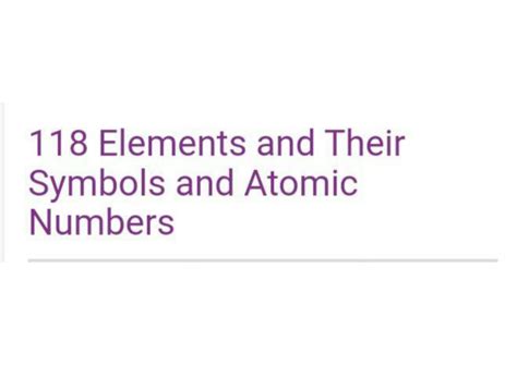 Solution 118 Elements And Their Symbols And Atomic Number Studypool
