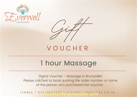 T Voucher 1 Hour Massage Everwell Therapies