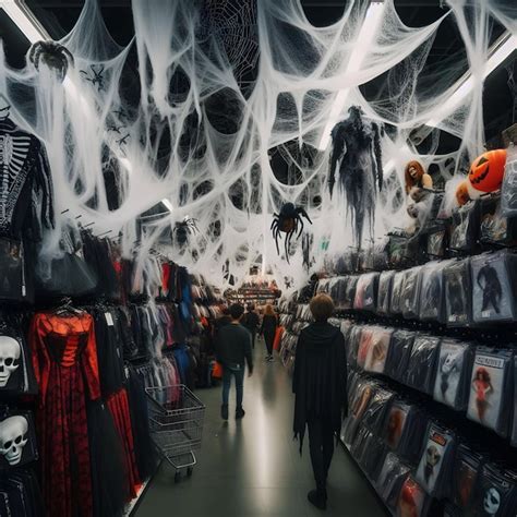 Amidst The Cobwebadorned Aisles Of A Costume Shop Shoppers Browse Racks
