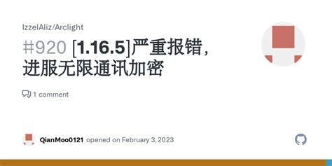 1165 严重报错，进服无限通讯加密 · Issue 920 · Izzelalizarclight · Github