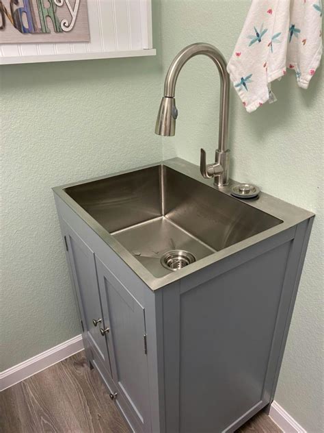 Rovsun 24 X 20 Laundry Sink With Cabinet And Drawer Gray