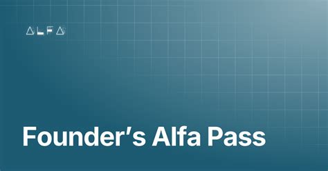Founders Alfa Pass Alfa