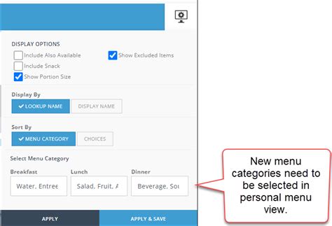 Opening A Personal Menu And Working In The Personal Menu Screen Mealsuite