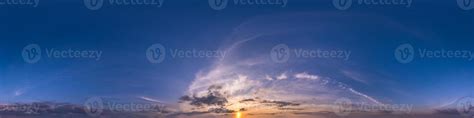 Seamless Evening Blue Sky Hdri Panorama 360 Degrees Angle View With Zenith And Beautiful Clouds