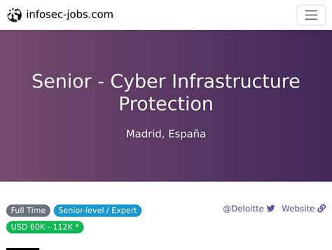 [hiring] Senior Cyber Infrastructure Protection In Madrid España R Infosec Jobs