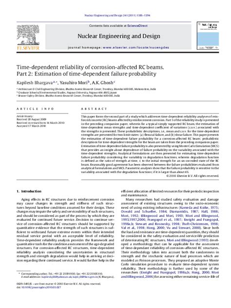 Pdf Time Dependent Reliability Of Corrosion Affected Rc Beams—part 1