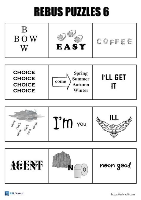 Unlock The Fun 300 Free Printable Rebus Puzzles With Answers From Esl