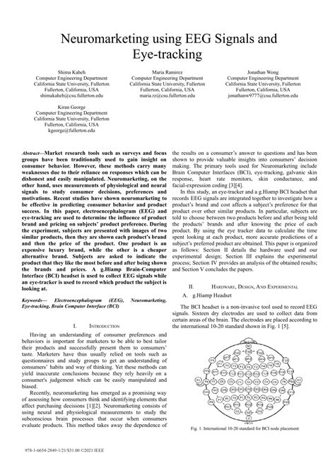 Pdf Neuromarketing Using Eeg Signals And Eye Tracking