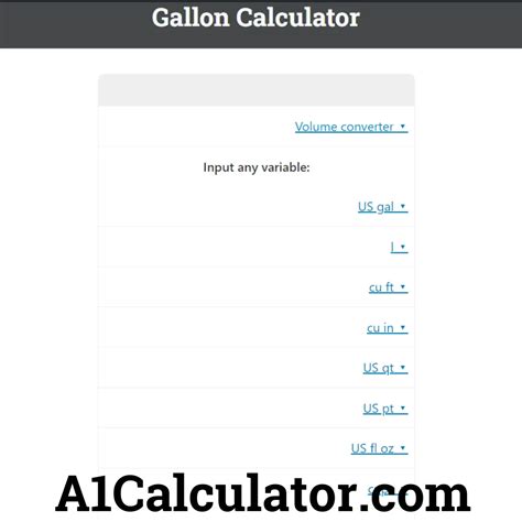 Gallon Calculator A1calculator