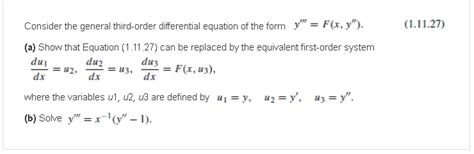 Solved Consider The General Third Order Differential