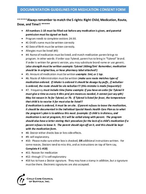 Fillable Online Documentation Guidelines For Medication Consent Form Fax Email Print Pdffiller