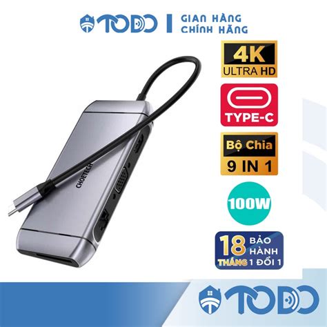 Hub Chuyển Choetech M15 Cho MÁc 9in1 Type C To Hdmi 4k Pd 100w Usb 3