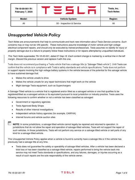 Tn 1800001 Unsupported Vehicle Policy R1 Pdf