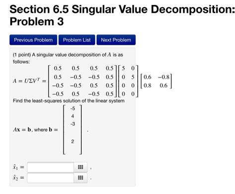 Solved Section Singular Value Decomposition Problem Chegg