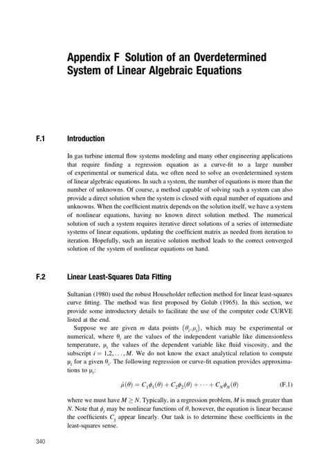 Solution Of An Overdetermined System Of Linear Algebraic Equations Appendix F Gas Turbines