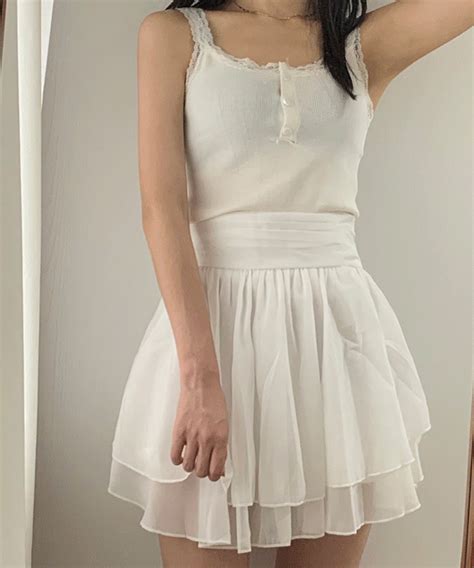 💗발레코어💗 모엣 쉬폰 캉캉 발레코어 플레어 미니 스커트 치마바지 에이블리
