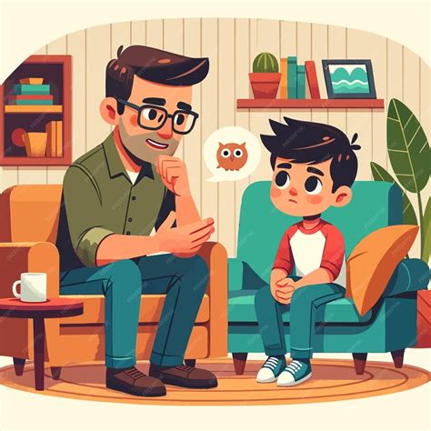 Premium Vector Illustration Of A Father Talking To A Son