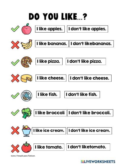 An English Worksheet With The Words Do You Like And Dont Like